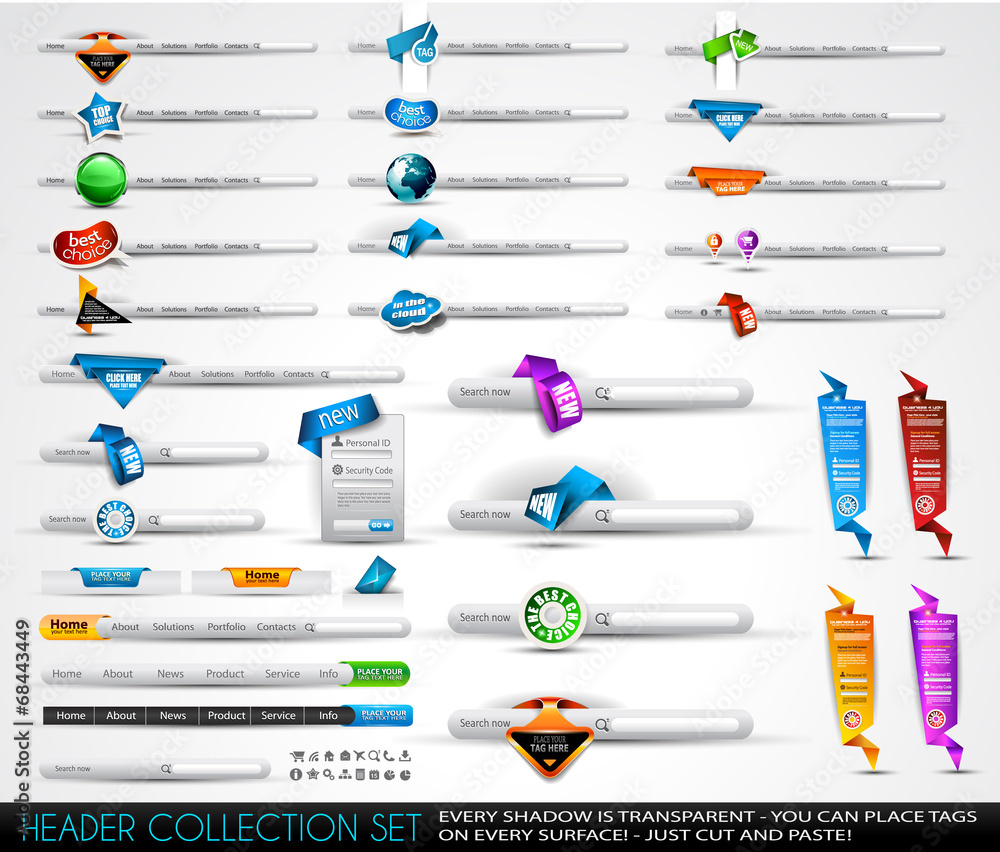 Big collection of headers and footers for your websites Stock Vector ...