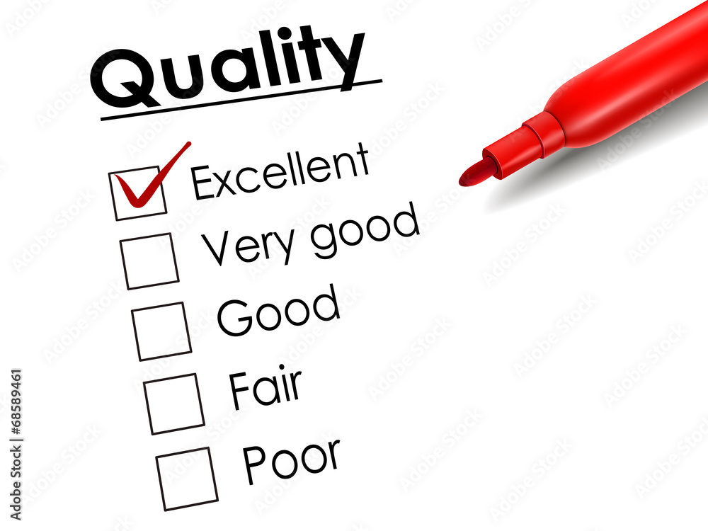 tick placed in excellent check box with red pen Stock Vector | Adobe Stock