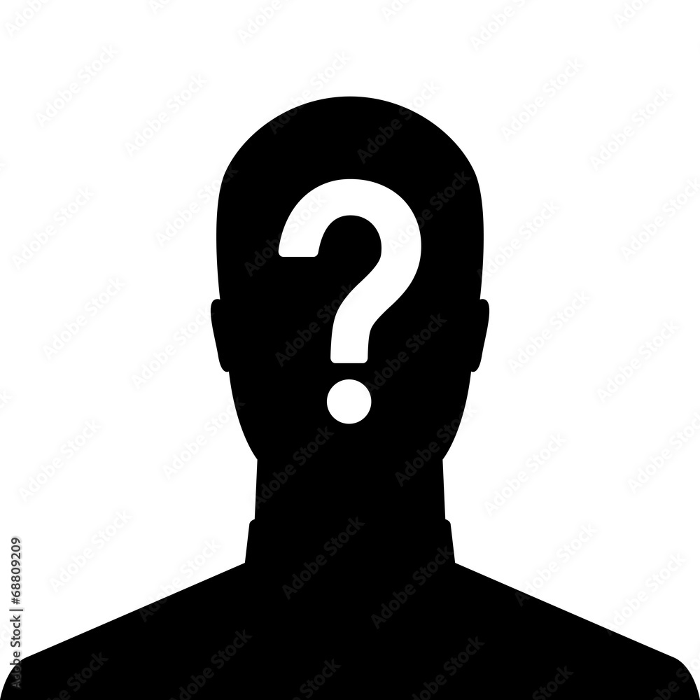 Man silhouette icon with question mark sign Stock Vector | Adobe Stock