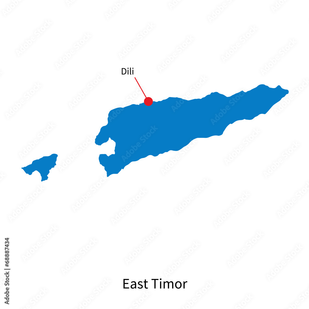 Detailed vector map of East Timor and capital city Dili Stock Vector ...