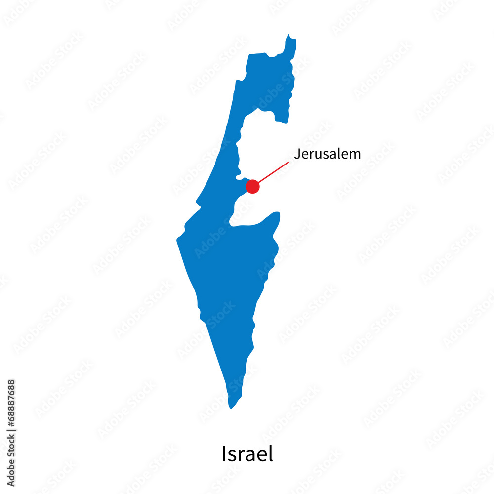 Detailed vector map of Israel and capital city Jerusalem Stock Vector ...