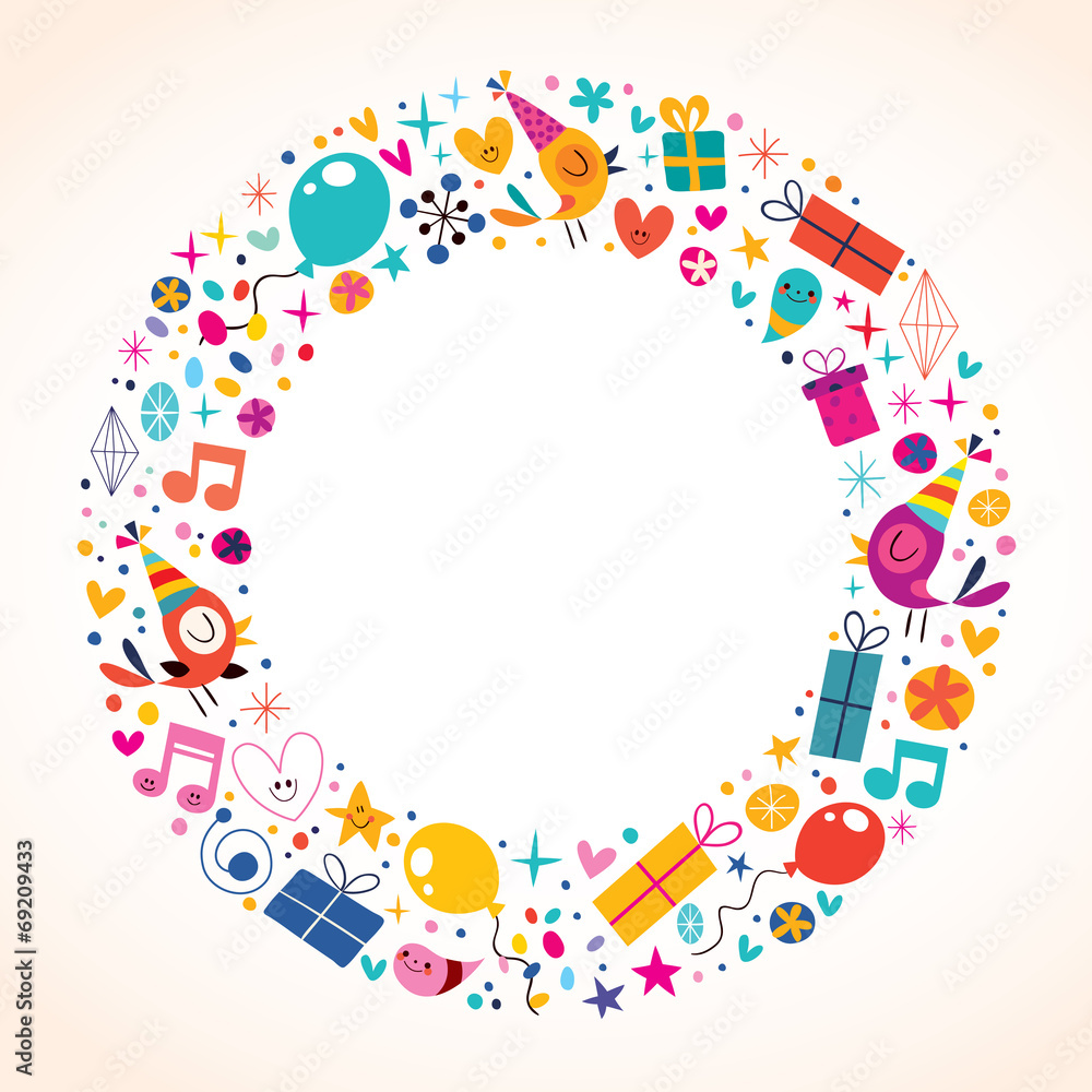 Happy Birthday circle frame border background Stock Vector | Adobe Stock