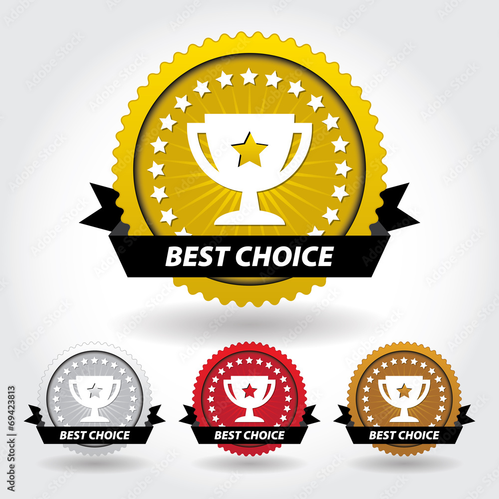 Best Choice Sticker and Sign with Cup and Stars Stock Vector | Adobe Stock