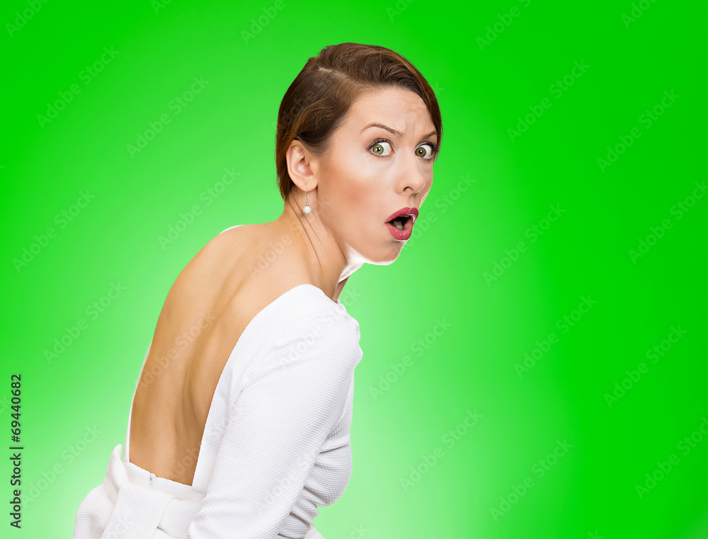 Scared, afraid, woman full fear on run, looking behind shoulder Stock ...