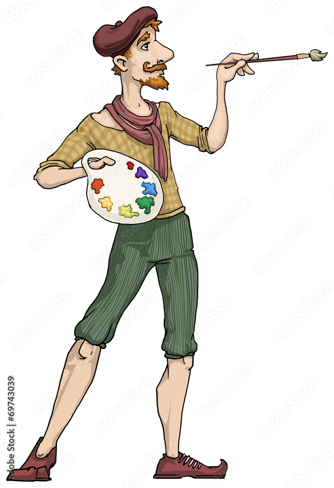 Cartoon character of extravagant male artist Stock Vector | Adobe Stock