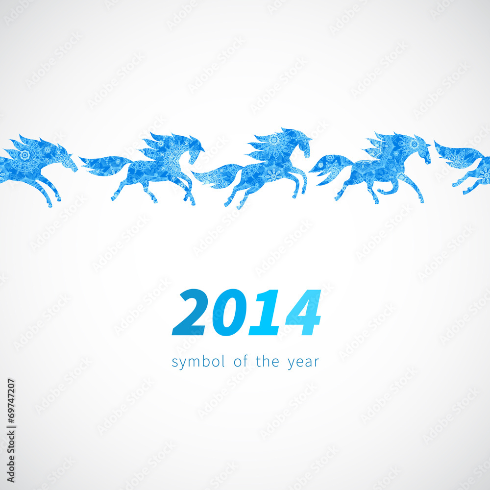 Seamless border of running horses. Stock Vector | Adobe Stock