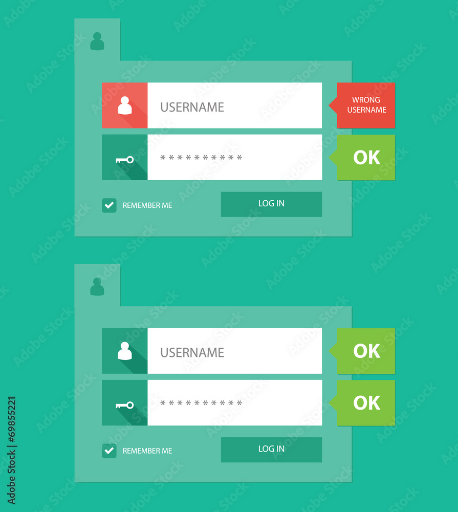 Flat ui kit simple login bar design Stock Vector | Adobe Stock