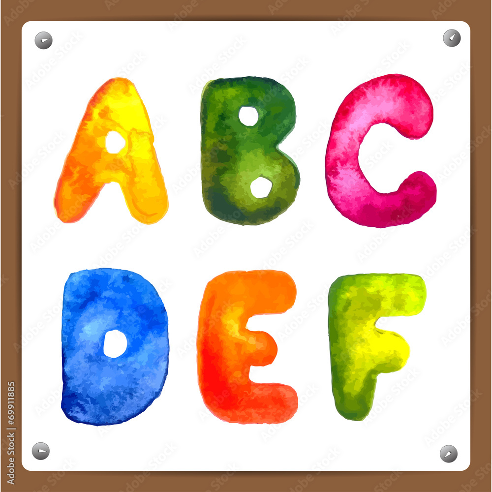 Wector watercolor hand-draw colorful alphabet Stock Vector | Adobe Stock