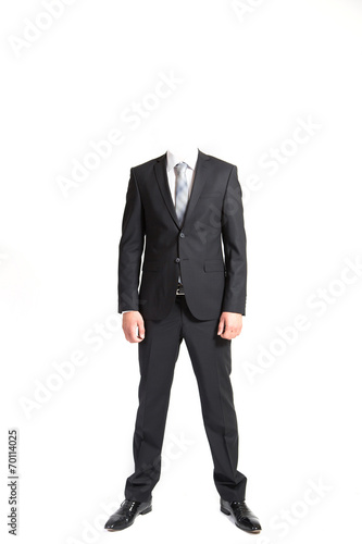 man without head wearing suit on white Stock Photo | Adobe Stock