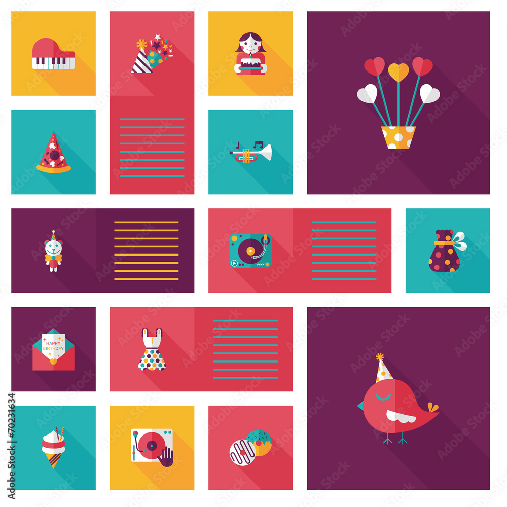 happy birthday flat ui background , eps10 Stock Vector | Adobe Stock