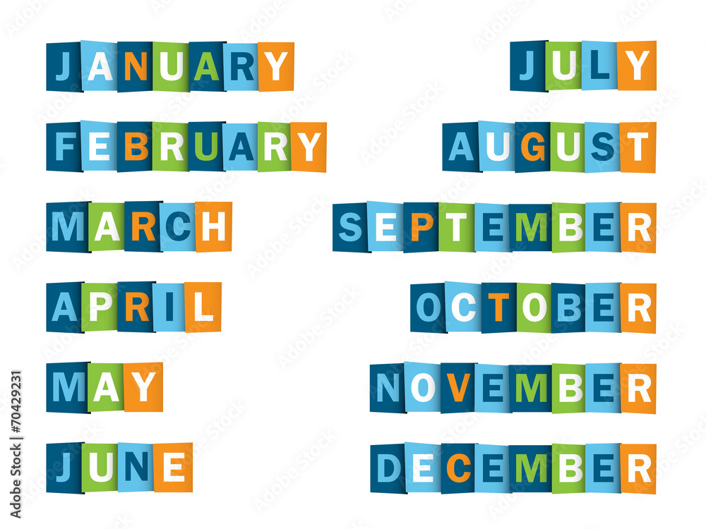 MONTHS of the YEAR (calendar agenda icons buttons) Stock Vector | Adobe ...