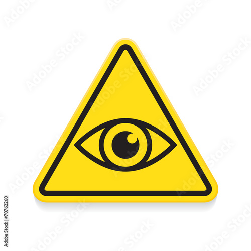Symbol of eye, warning sign, yellow triangle Stock-Vektorgrafik | Adobe ...