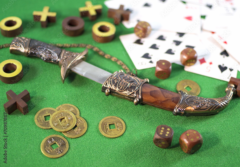 Gampling theme with knife and cards Stock Photo | Adobe Stock