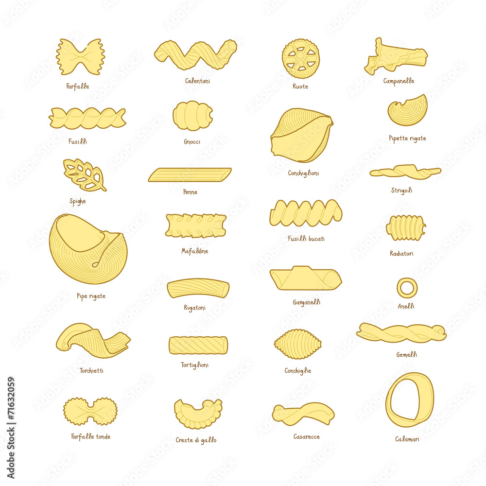 pasta shapes Stock Vector | Adobe Stock