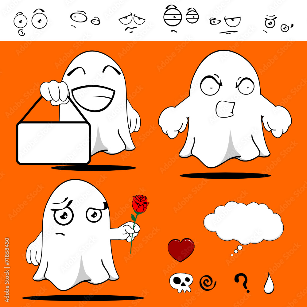 ghost funny cartoon set9 Stock Vector | Adobe Stock