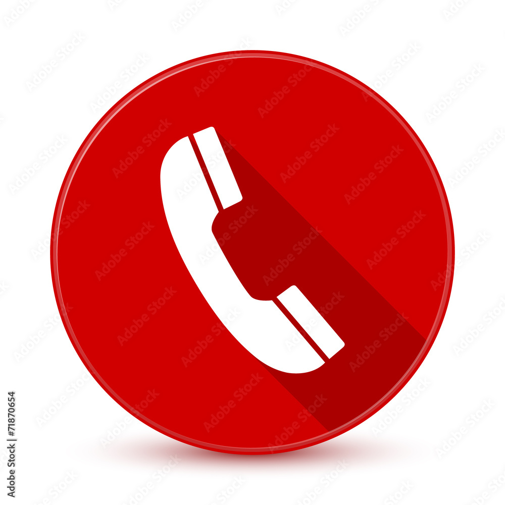 Red phone icon with long shadow Stock Vector | Adobe Stock