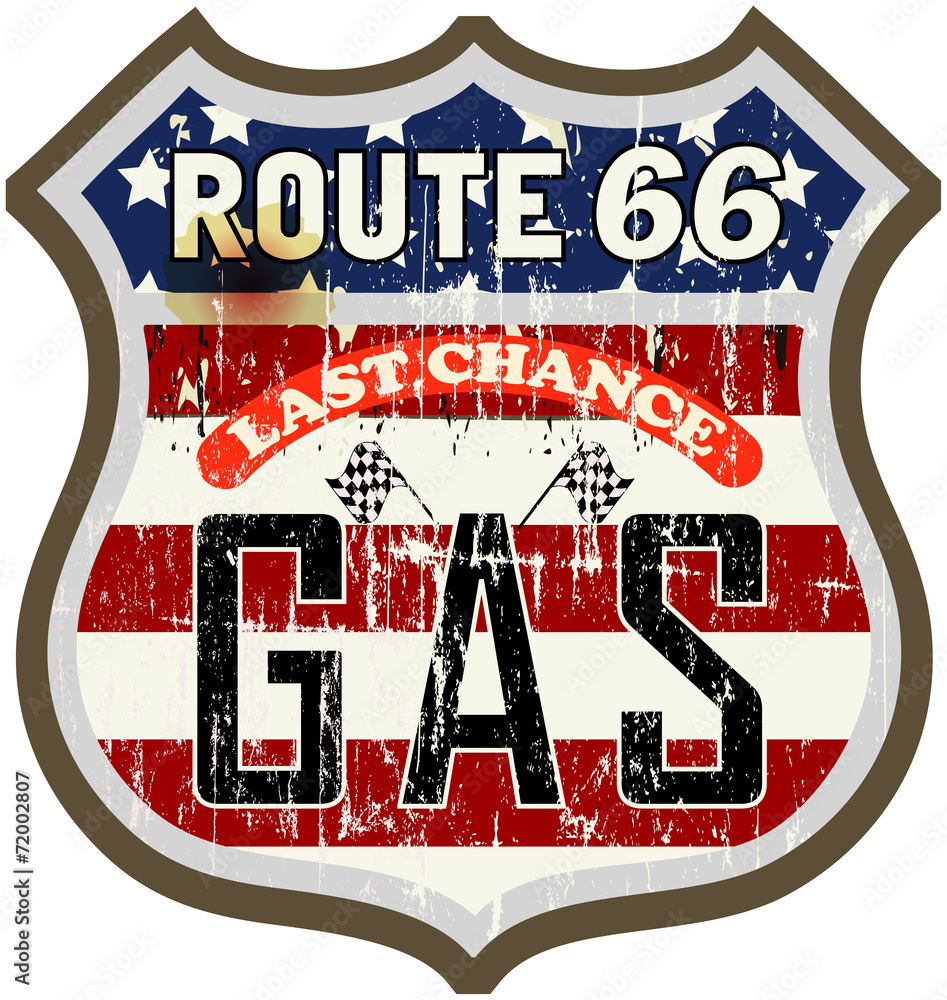 Vintage route 66 gas station sign, vector illustration Stock Vector ...
