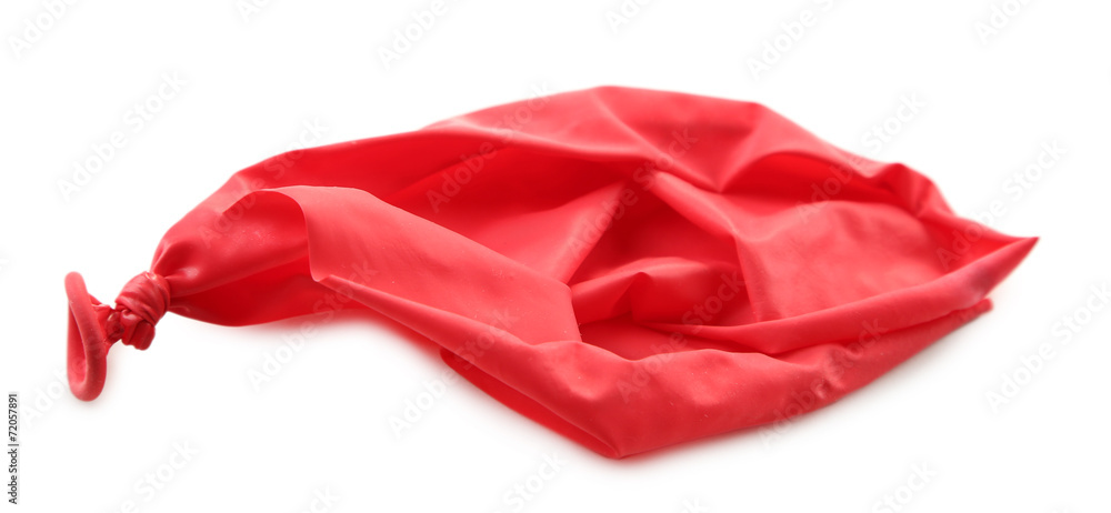 Popped red balloon isolated on white Stock Photo | Adobe Stock