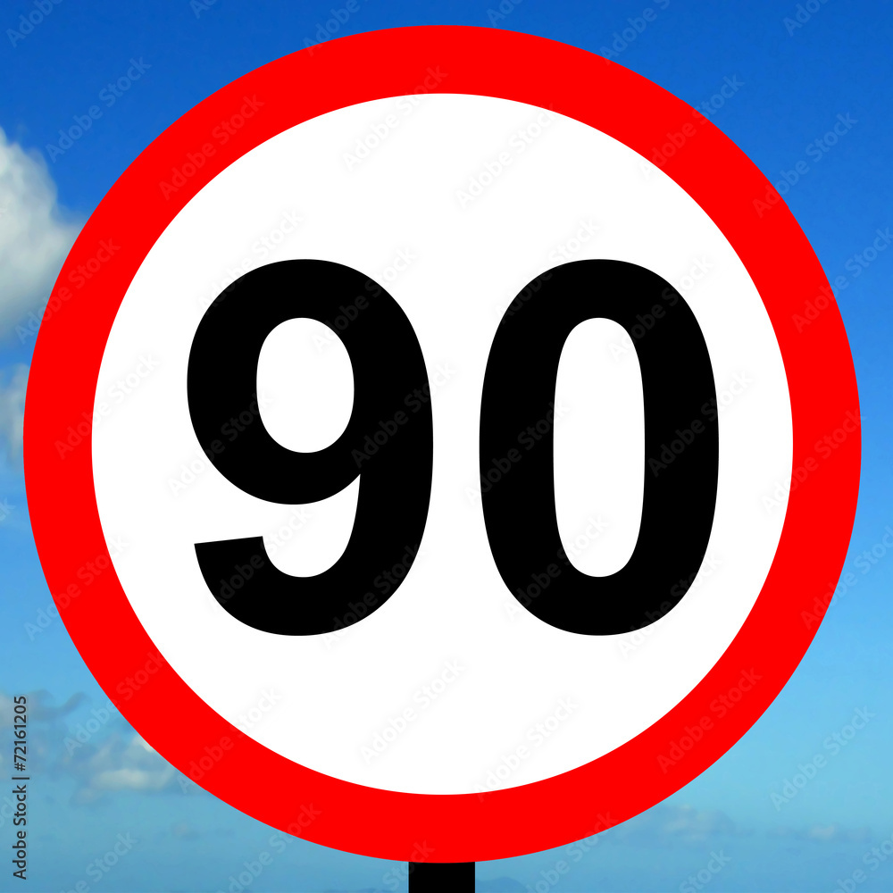 90 kpm speed limit road traffic sign. Stock Photo | Adobe Stock