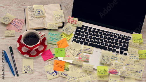 Stock Video of Office desk covered by post it papers - timelapse HD at ...