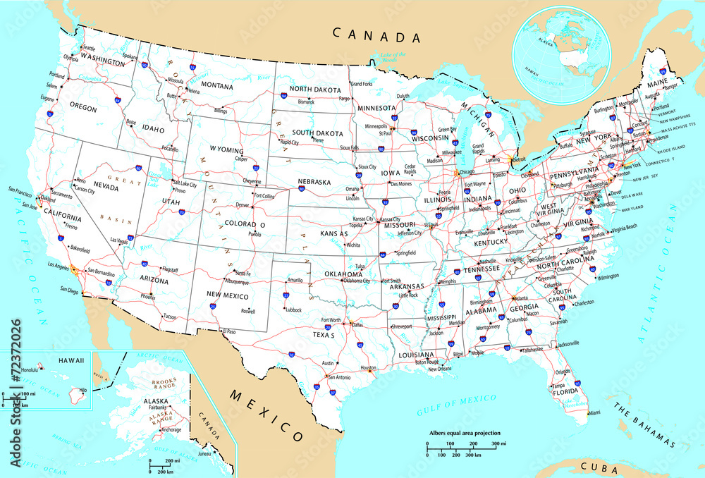 USA general map Stock Vector | Adobe Stock