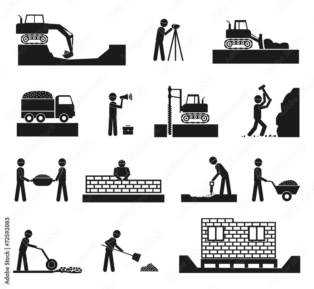 Stock-Vektorgrafik „Set of builder construction industry icons“ | Adobe ...