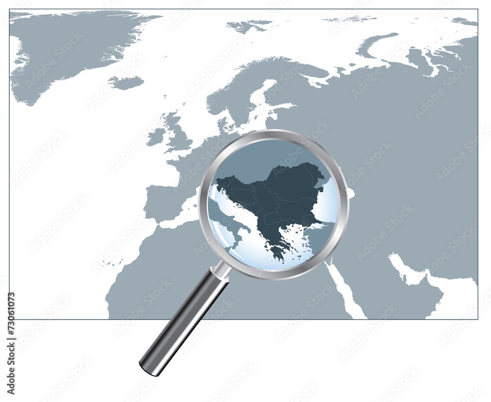 Europe Map Loupe Balkan Peninsula - Gray EPS8 Stock Vector | Adobe Stock