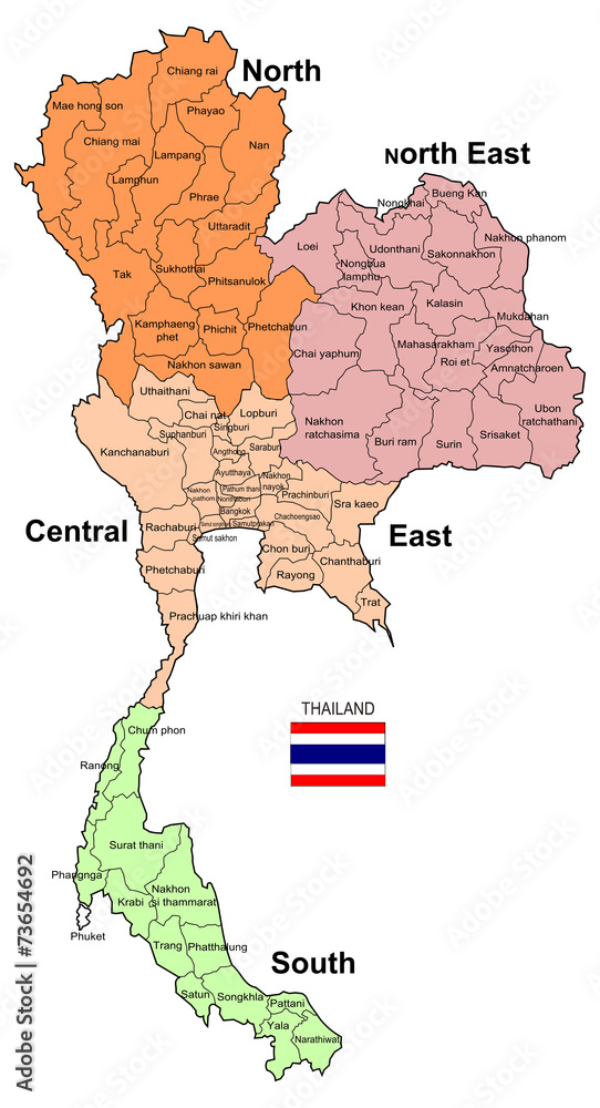 ภาพประกอบ Stock Thailand Map 4 Regions | Adobe Stock