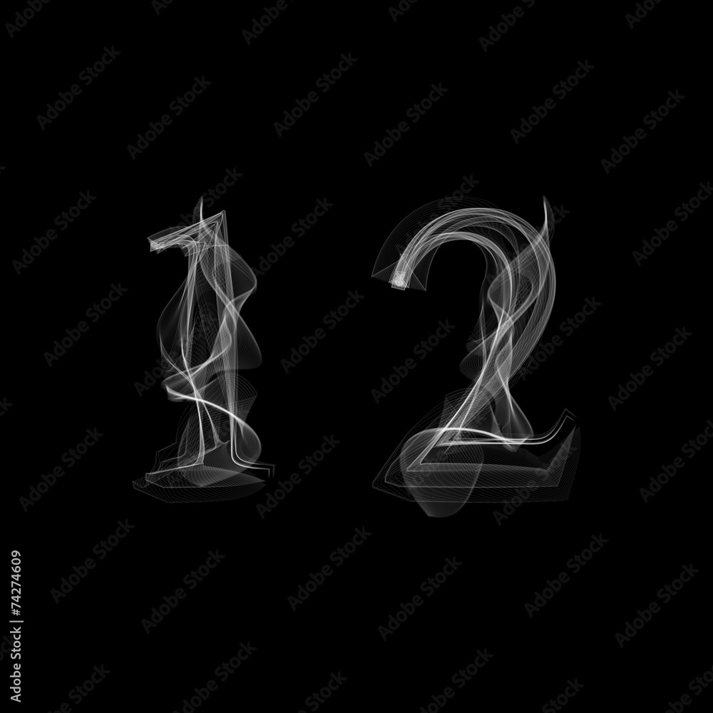 Smoke font. Numbers 1 2 Stock Vector | Adobe Stock