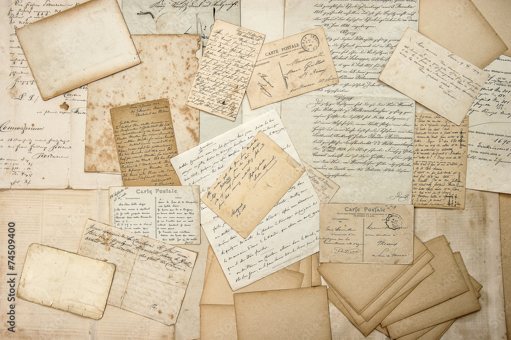 old letters, handwritings, vintage postcards, ephemera Stock Photo ...