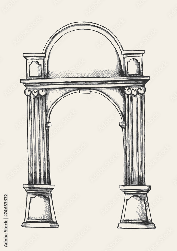 Sketch illustration of column gate Stock Vector | Adobe Stock
