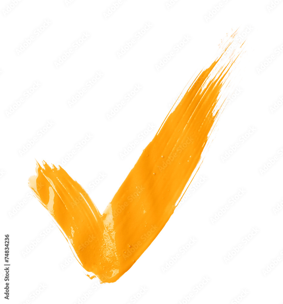 Oil paint brush stroke yes tick mark Stock Photo | Adobe Stock