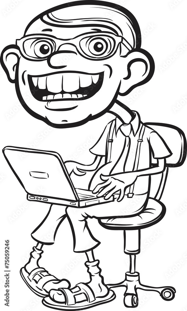 whiteboard drawing - happy geek Stock Vector | Adobe Stock