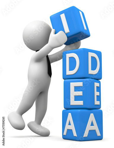 Illustrazione Stock omino bianco con un IDEA | Adobe Stock