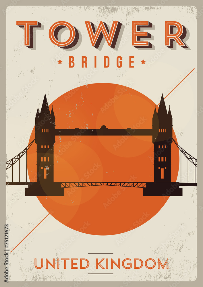 Tower Bridge Poster Illustration Stock Vector | Adobe Stock
