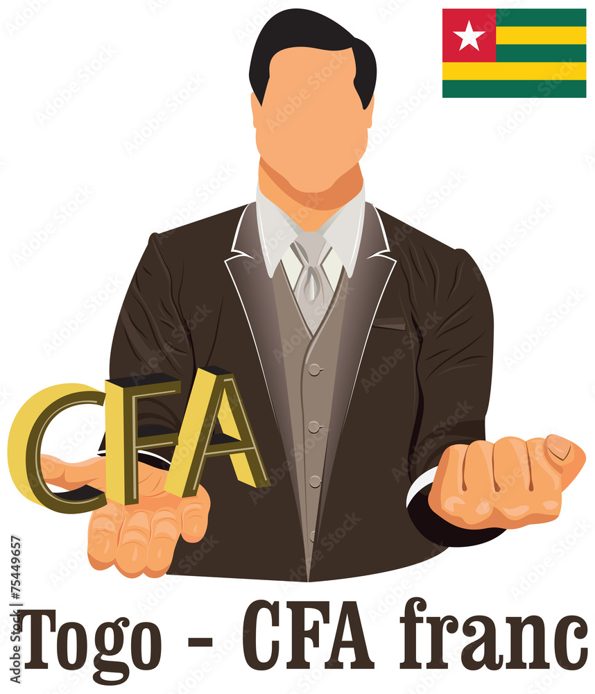 Togo currency symbol CFA Franc representing money and Flag. Stock ...