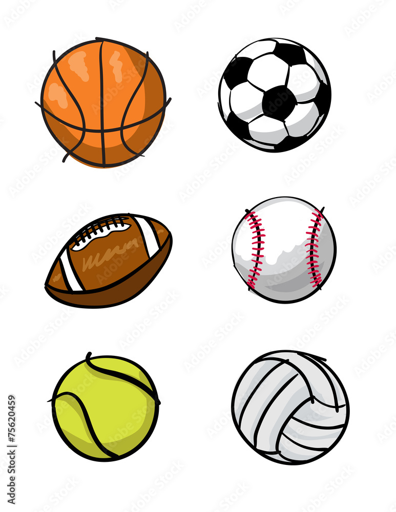 Cartoon Sports Equipment Stock Vector | Adobe Stock