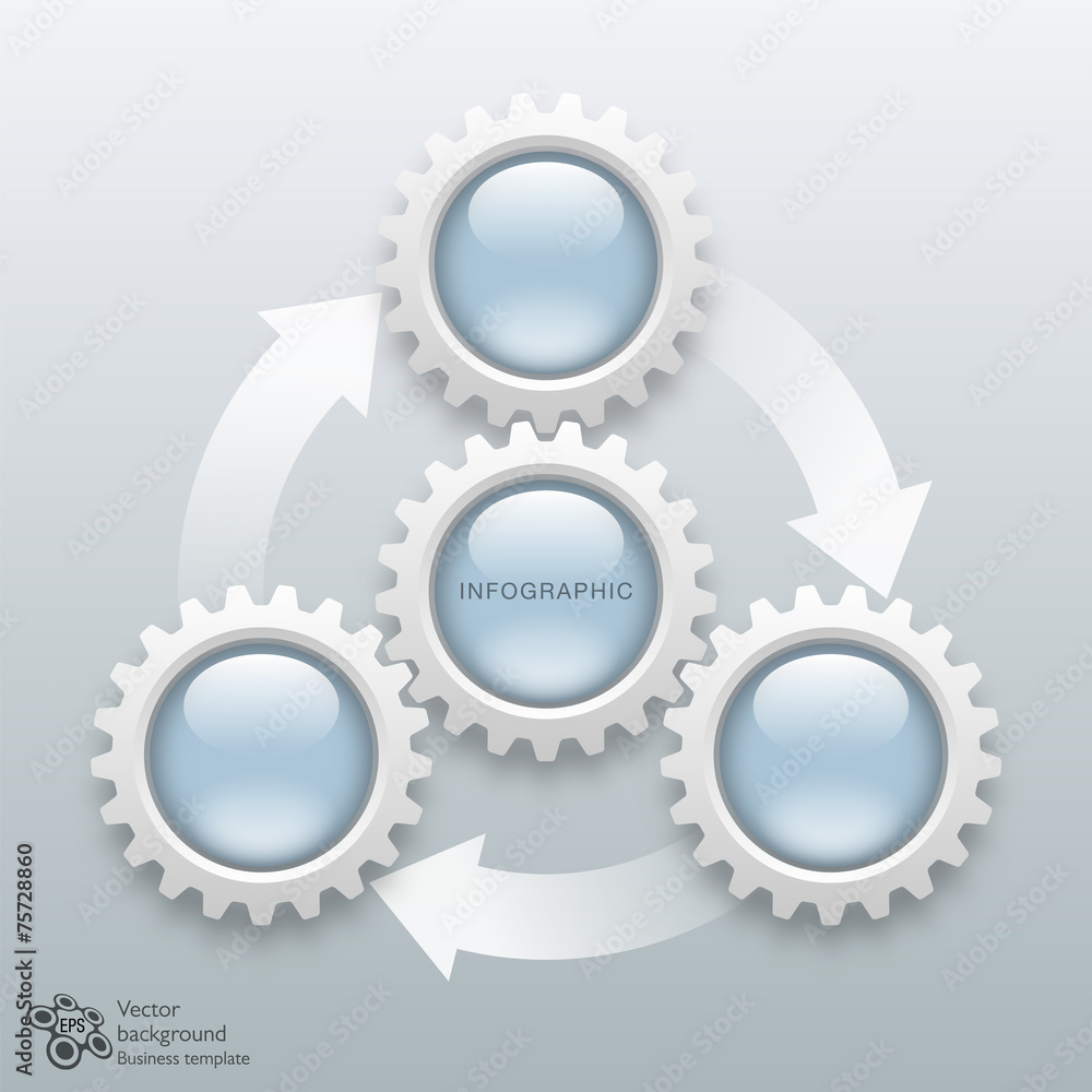 Infographic Revolving Gear 3-Step Process Stock Vector | Adobe Stock