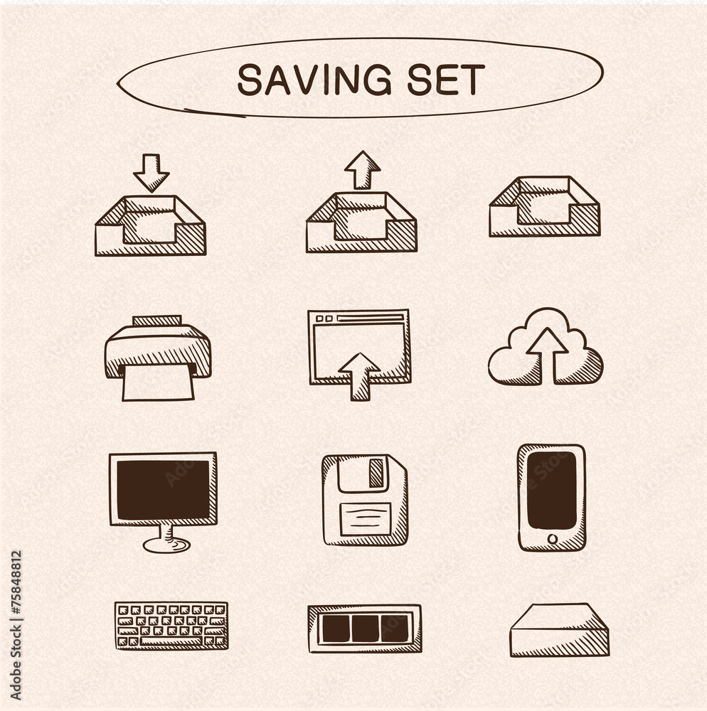 Save and store data symbols set. Stock Vector | Adobe Stock