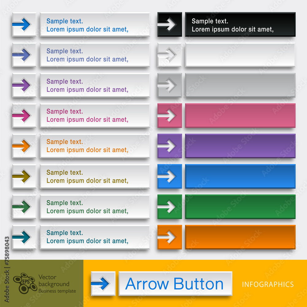 Infographic Vector Arrow Button Stock Vector | Adobe Stock