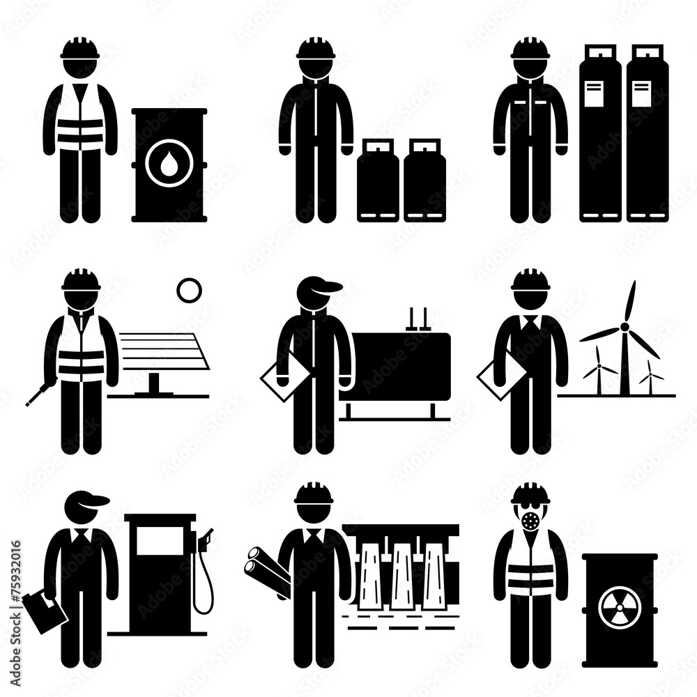 Commodities Energy Fuel Power Icons Stock Vector | Adobe Stock