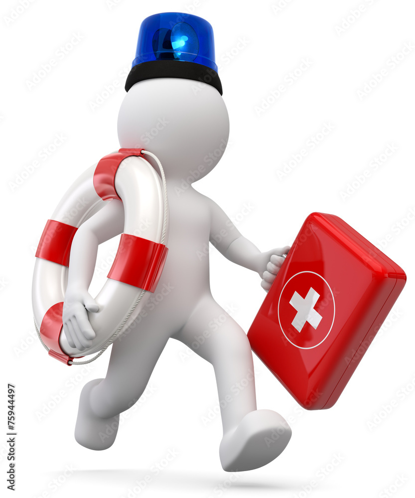 Ilustración de Stock 3d Männchen eilt zur Hilfe | Adobe Stock