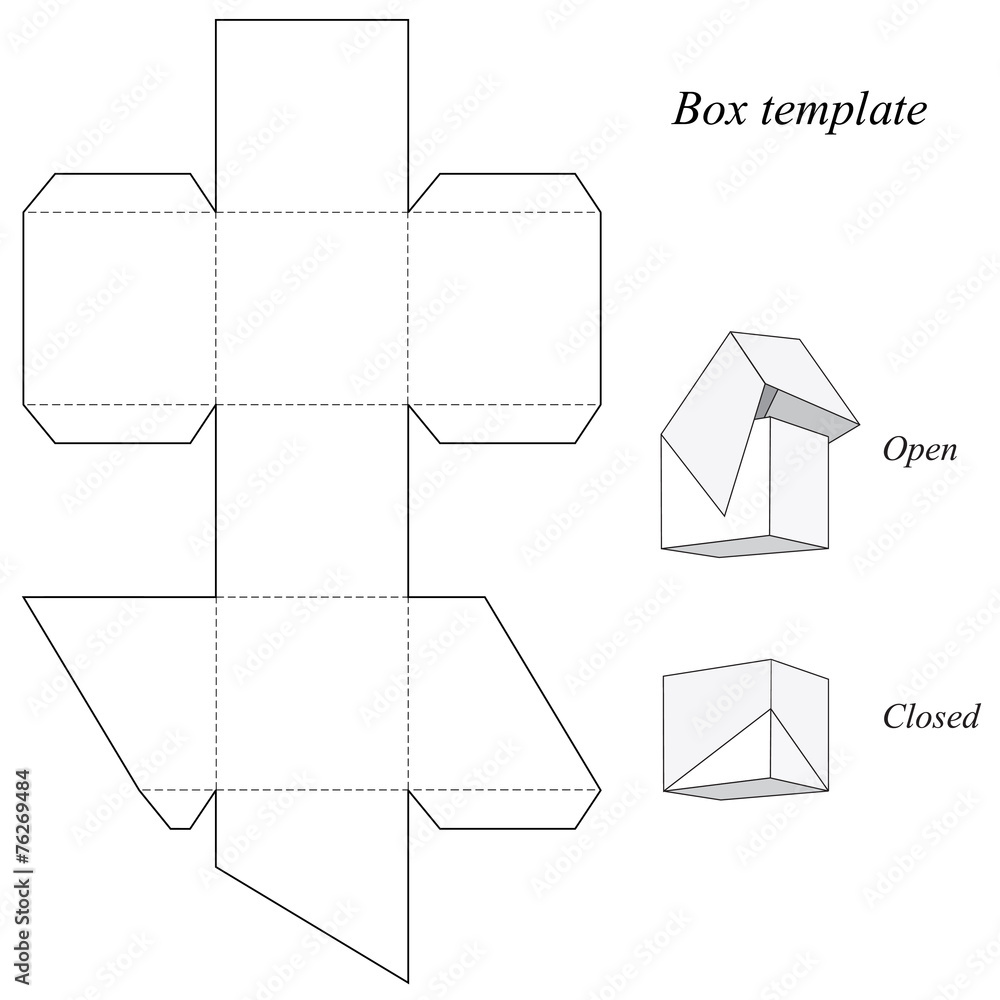 Square box template with lid Stock Vector | Adobe Stock