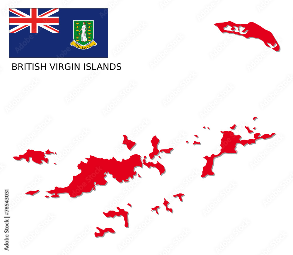 british virgin islands map with flag Stock Vector | Adobe Stock