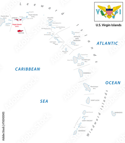lesser antilles outline map with u.s. virgin island map Stock Vector ...