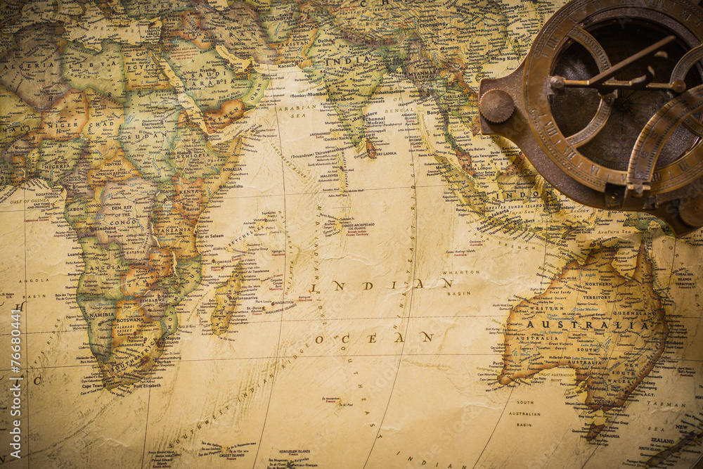 old map with compass Stock Photo | Adobe Stock