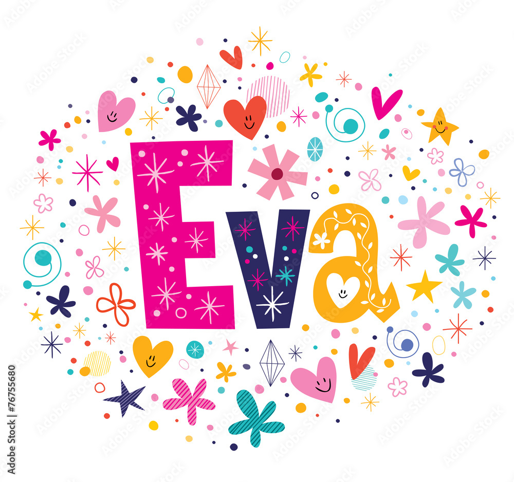 Vector de Stock Eva female name decorative lettering type design ...
