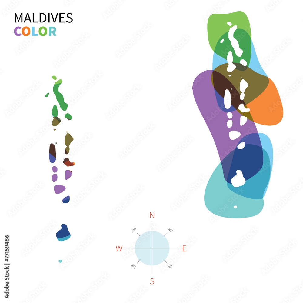 Abstract vector color map of Maldives Stock Vector | Adobe Stock