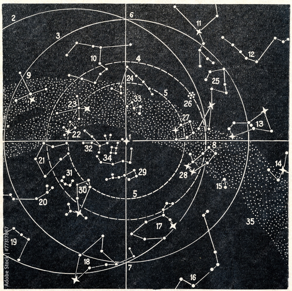 Star map of the northern sky Stock Photo | Adobe Stock