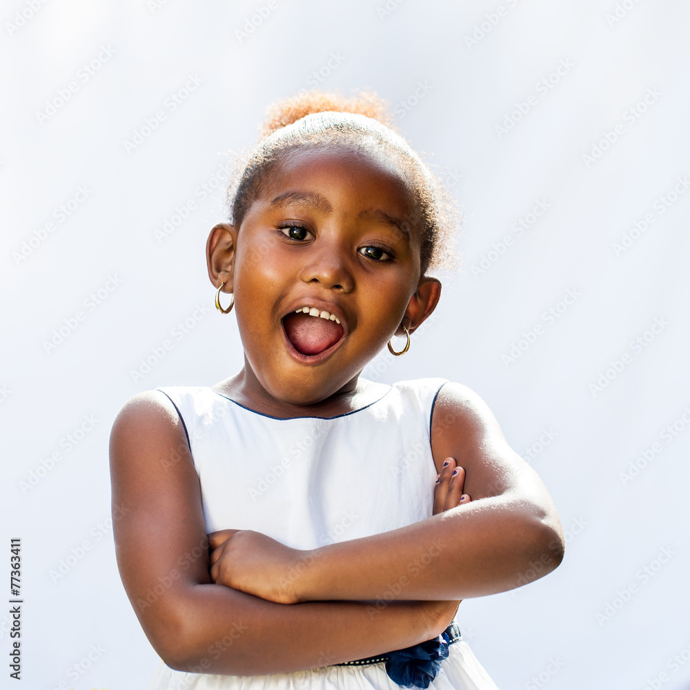 Cute african girl with surprising face expression. Stock Photo | Adobe ...